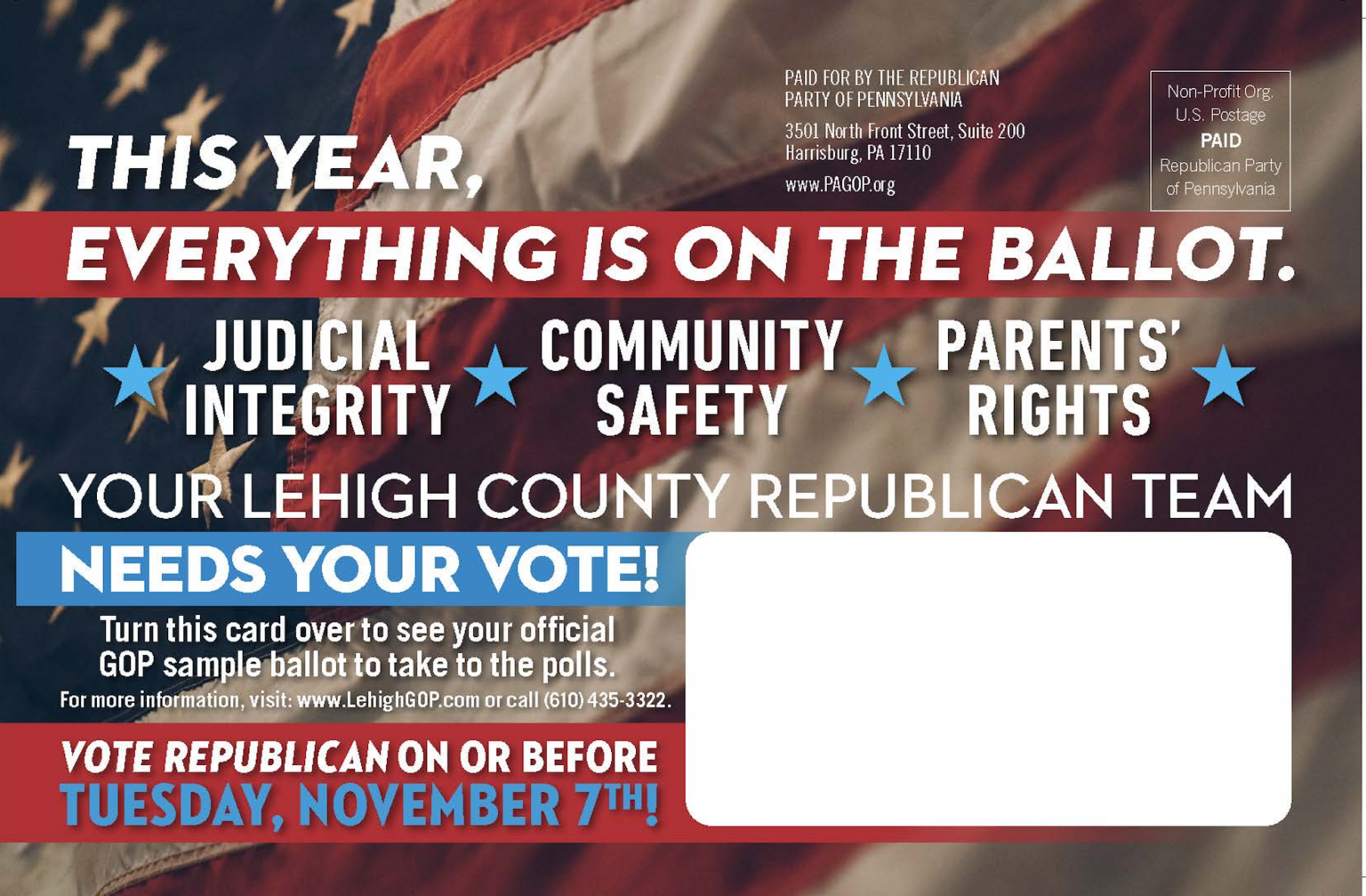 2023 General Ballot Slate Cards – Lehigh County Republican Committee